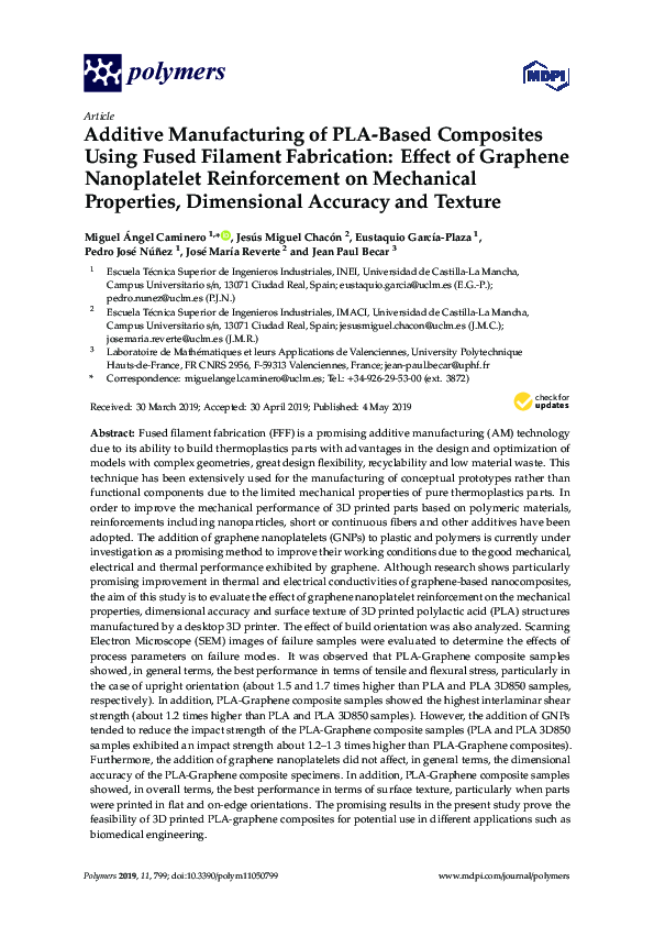 (PDF) Additive Manufacturing of PLA-Based Composites Using Fused ...