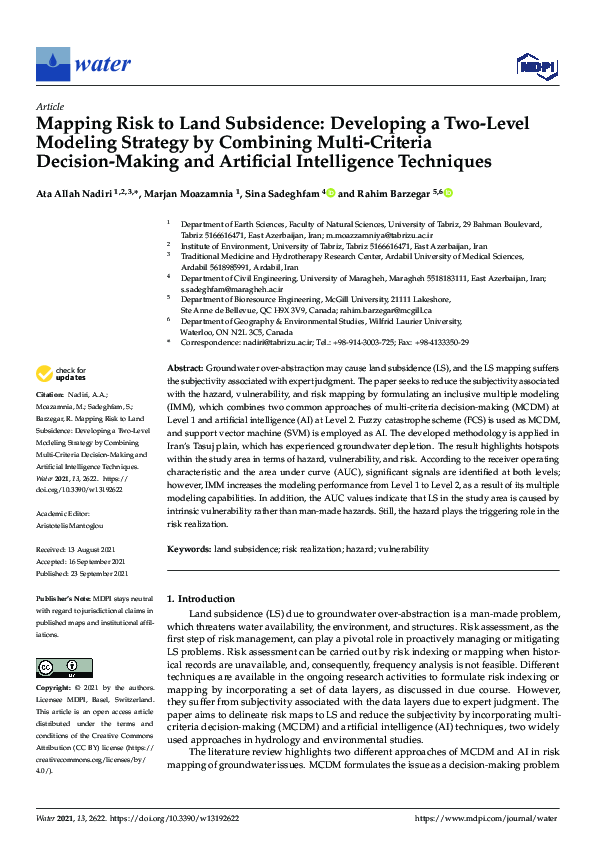 (PDF) Mapping Risk to Land Subsidence: Developing a Two-Level Modeling Strategy by Combining ...