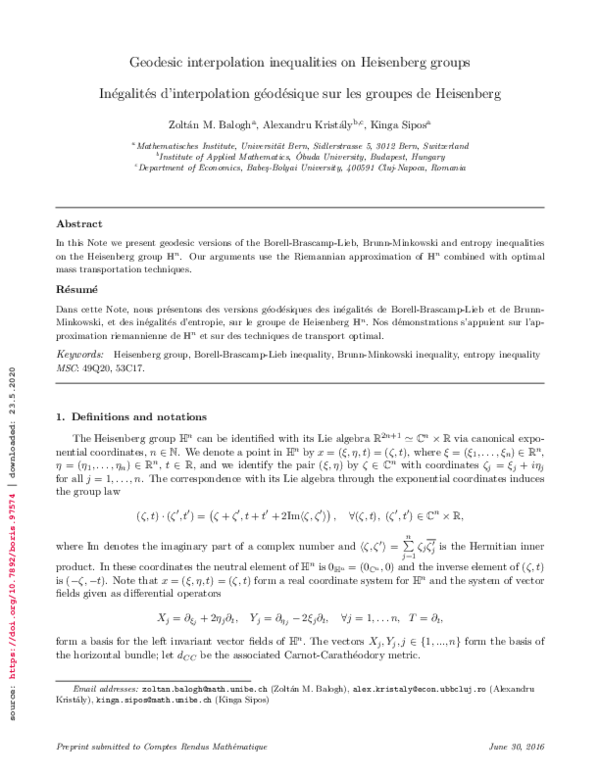 (PDF) Geodesic interpolation inequalities on Heisenberg groups