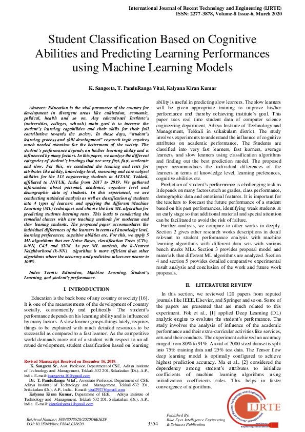 (PDF) Student Classification Based on Cognitive Abilities and Predicting Learning Performances ...