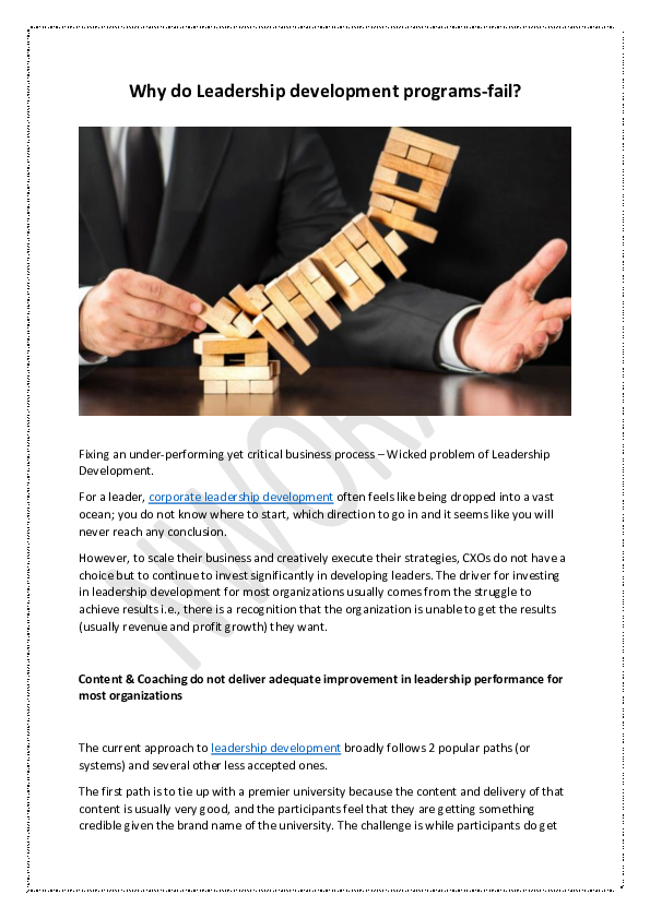 (PDF) Why do Leadership development programs-fail?