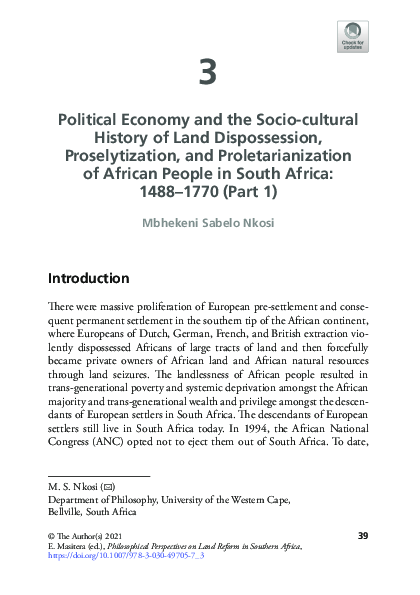 (PDF) Political Economy and the Socio-cultural History of Land ...