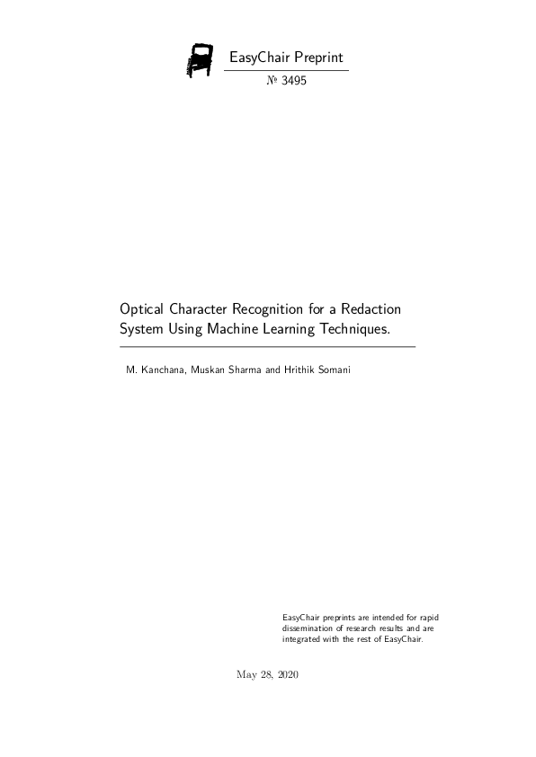 (PDF) Optical Character Recognition for a Redaction System Using ...
