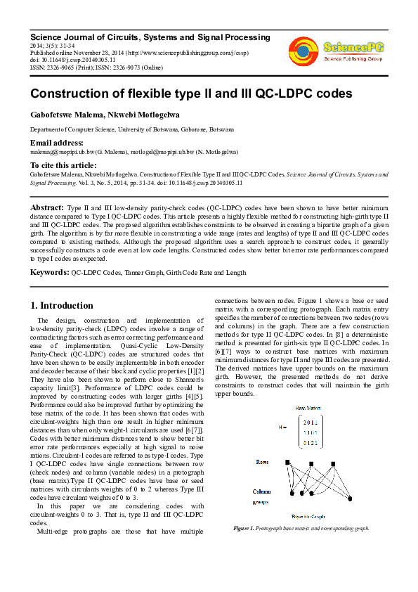 (PDF) Construction of Flexible Type II and III QC-LDPC Codes