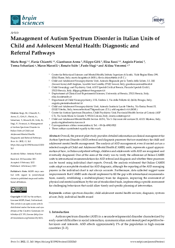 (PDF) Management of Autism Spectrum Disorder in Italian Units of Child ...