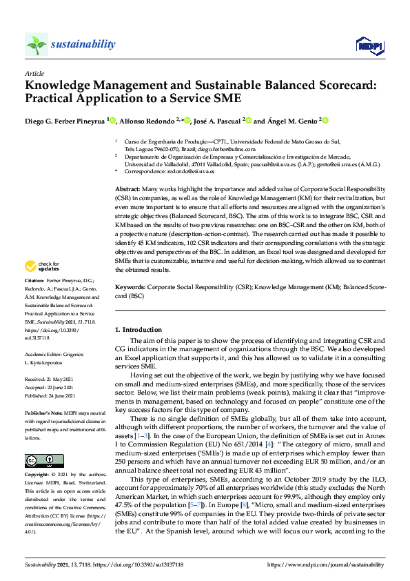 (PDF) Knowledge Management and Sustainable Balanced Scorecard ...