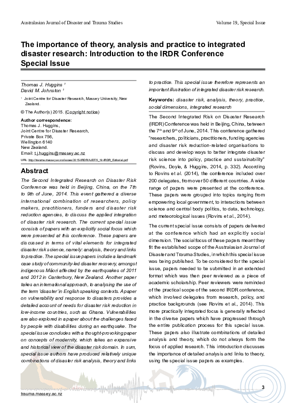 (PDF) Australasian Journal of Disaster and Trauma Studies The ...