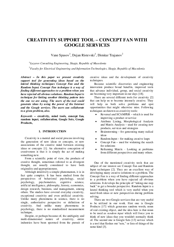 (PDF) Creativity Support Tool – Concept Fan with