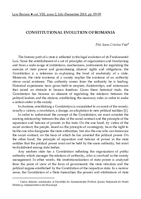 (PDF) Constitutional Evolution of Romania