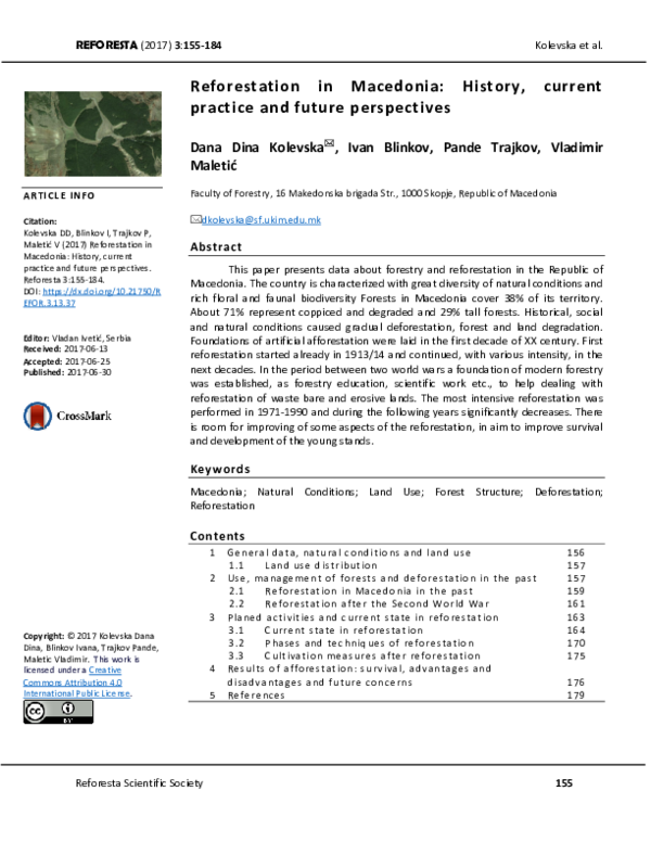 (PDF) Reforestation in Macedonia: History, current practice and future ...