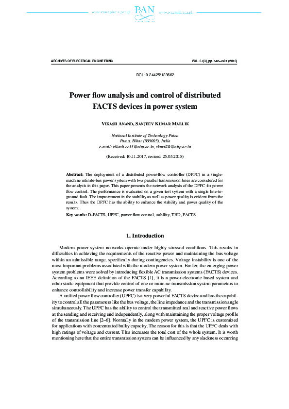 (PDF) Power flow analysis and control of distributed FACTS devices in power system