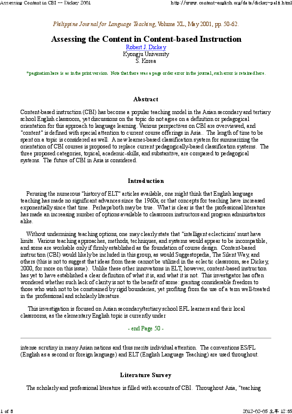 (PDF) Assessing the content in content-based instruction