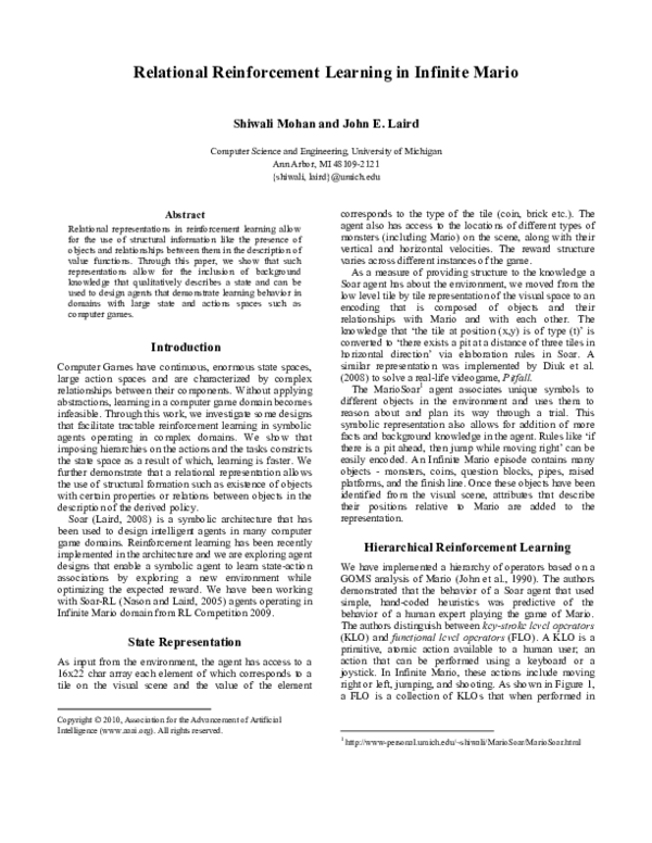 (PDF) Relational reinforcement learning in infinite mario
