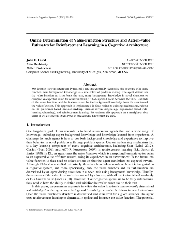 (PDF) Online Determination of Value-Function Structure and Action-value ...