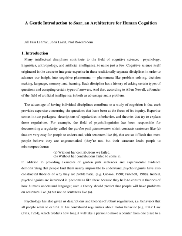 (PDF) A gentle introduction to Soar, an architecture for human cognition
