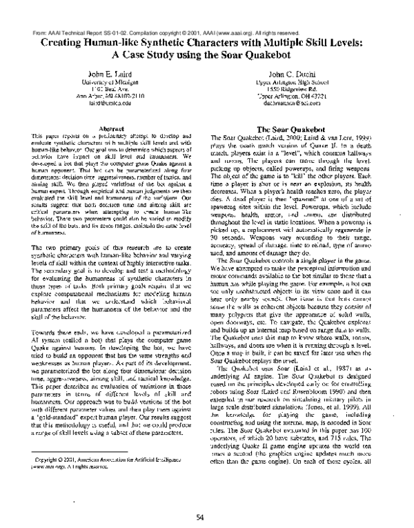 (PDF) Creating Human-like Synthetic Characters with Multiple Skill ...