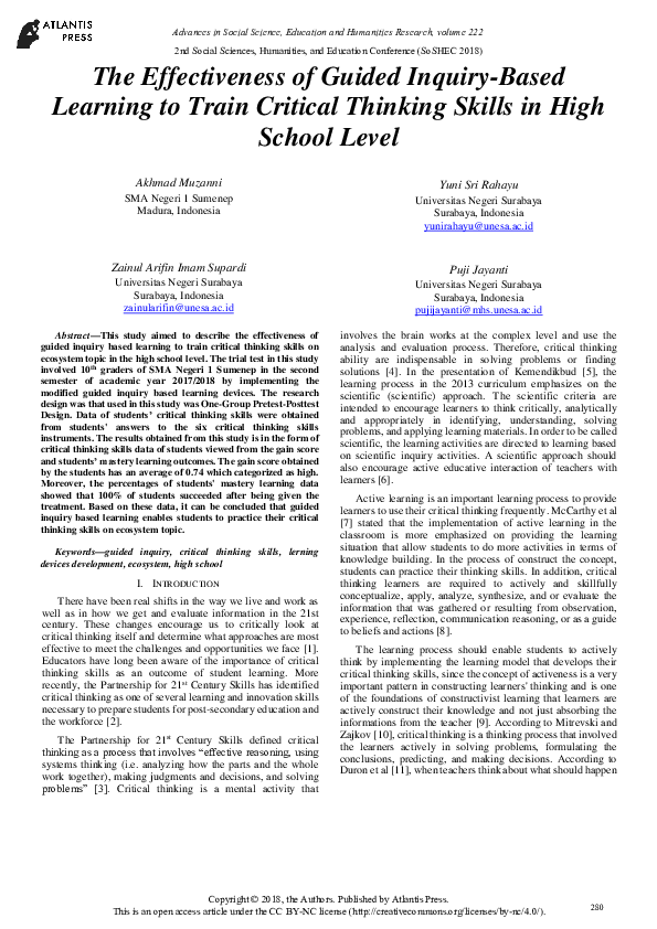 (PDF) The Effectiveness Of Guided Inquiry-Based Learning To Train ...