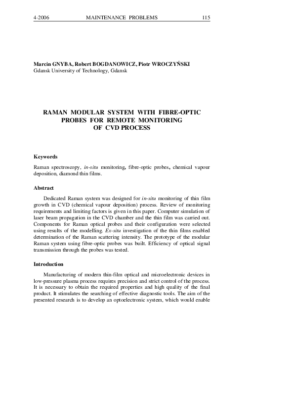 (PDF) Raman modular system with fibre-optic probes for remote ...