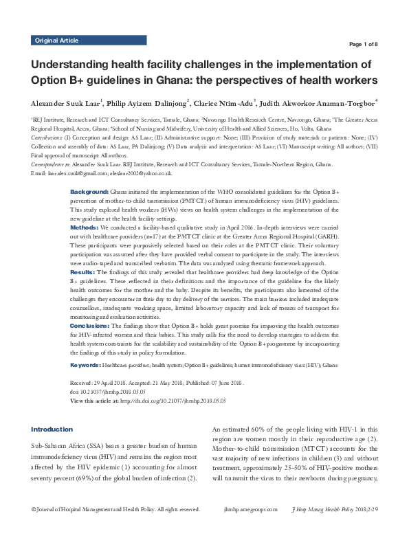 (PDF) Understanding health facility challenges in the implementation of ...