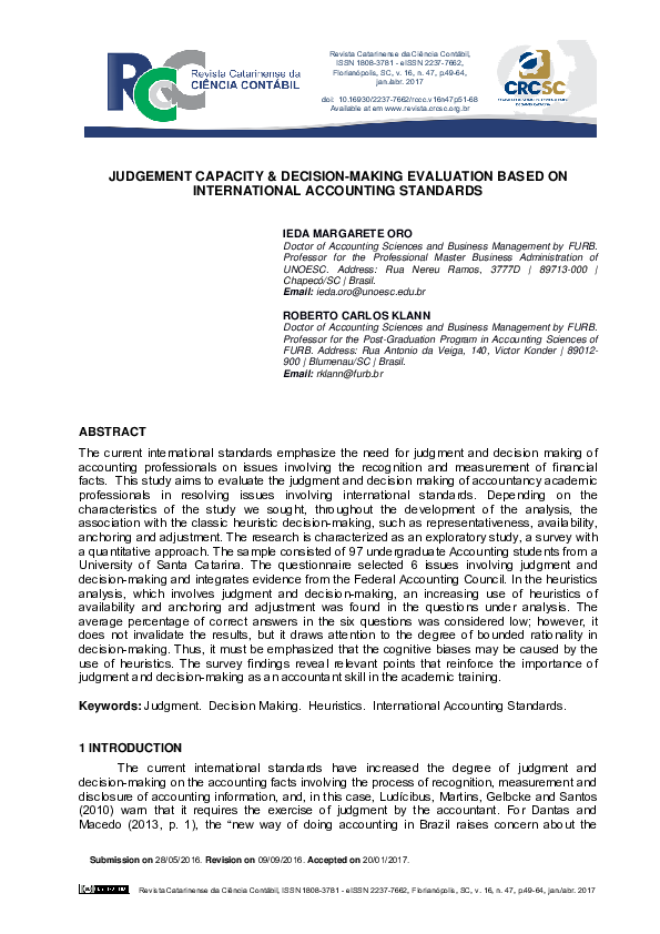 (PDF) Judgement Capacity & Decision-Making Evaluation Based on ...