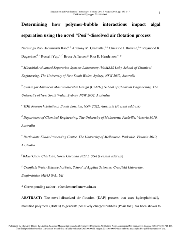 (PDF) Determining how polymer-bubble interactions impact algal separation using the novel “Posi ...