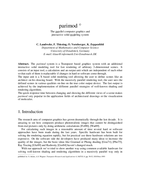 (PDF) Parimod: the parallel computer graphics and interactive solid ...