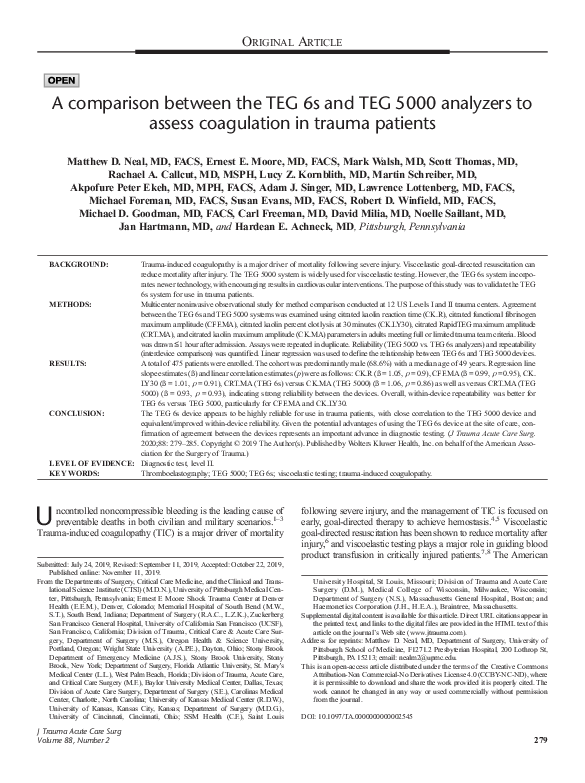 (PDF) A Comparison Between the TEG® 6s and TEG® 5000 Analyzers to ...