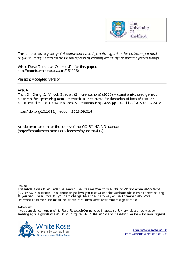 Pdf A Constraint Based Genetic Algorithm For Optimizing Neural Network Architectures For