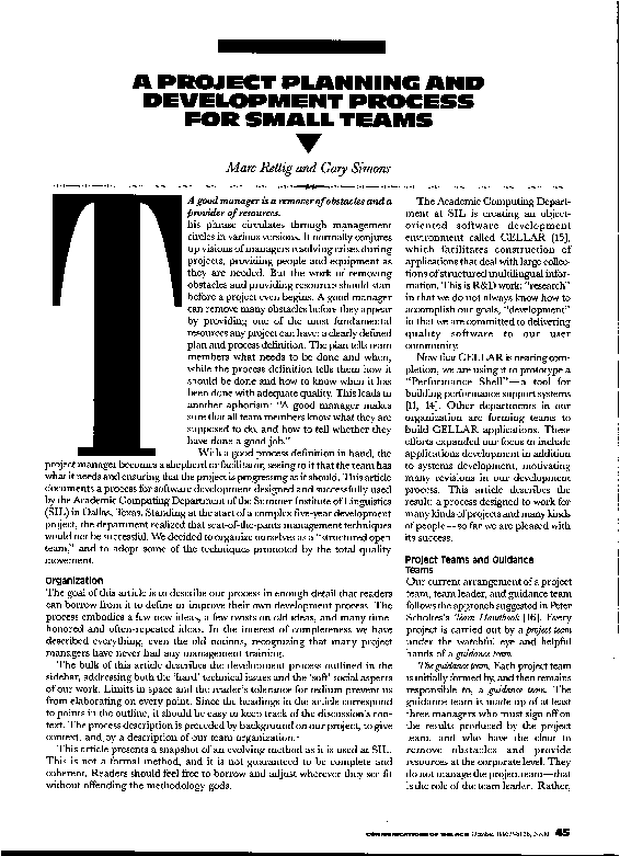 (PDF) A P-Ect Planning and Development Process for Small Teams