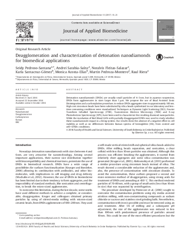 (PDF) Deagglomeration and characterization of detonation nanodiamonds ...