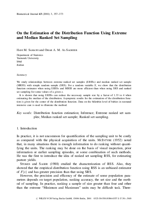 (PDF) On the Estimation of the Distribution Function Using Extreme and ...