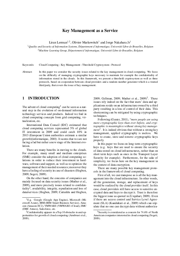 (PDF) Key Management as a Service