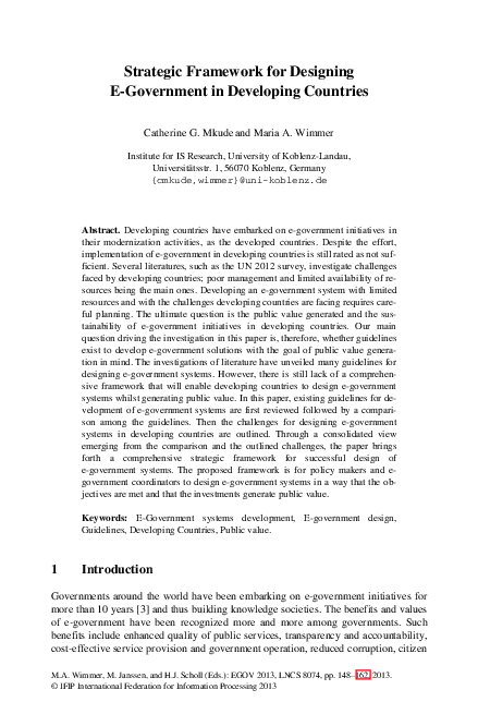 (PDF) Strategic Framework for Designing E-Government in Developing ...