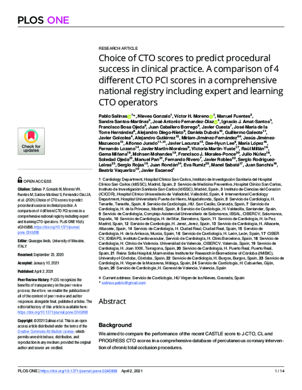 (PDF) Choice of CTO scores to predict procedural success in clinical ...