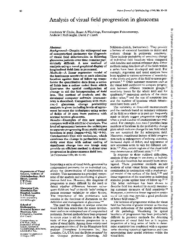 Pdf Analysis Of Visual Field Progression In Glaucoma D Poinoosawmy