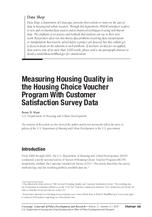 (PDF) Measuring Housing Quality in the Housing Choice Voucher Program ...