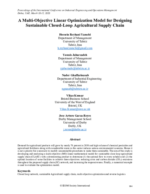 Pdf A Multi Objective Linear Optimization Model For Designing