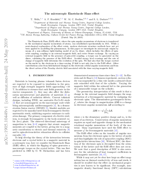 (PDF) The microscopic Einstein-de Haas effect