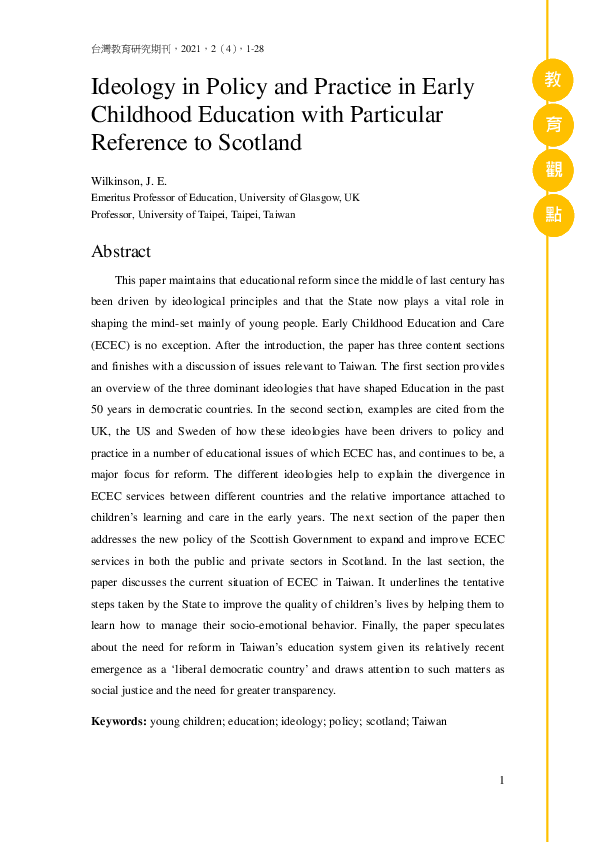 (PDF) Ideology in Policy and Practice in Early Childhood Education with ...