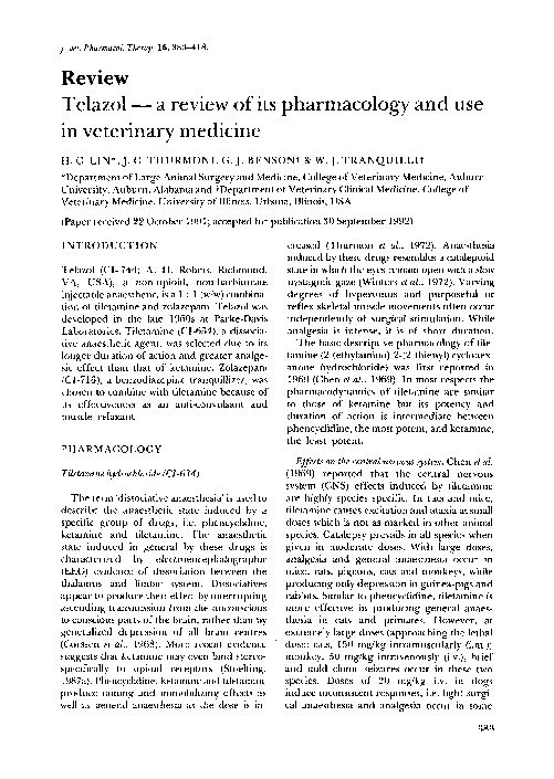 (PDF) Review: Telazol – a review of its pharmacology and use in ...