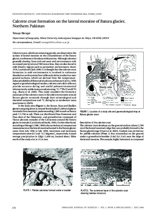 (PDF) Calcrete crust formation on the lateral moraine of Batura glacier