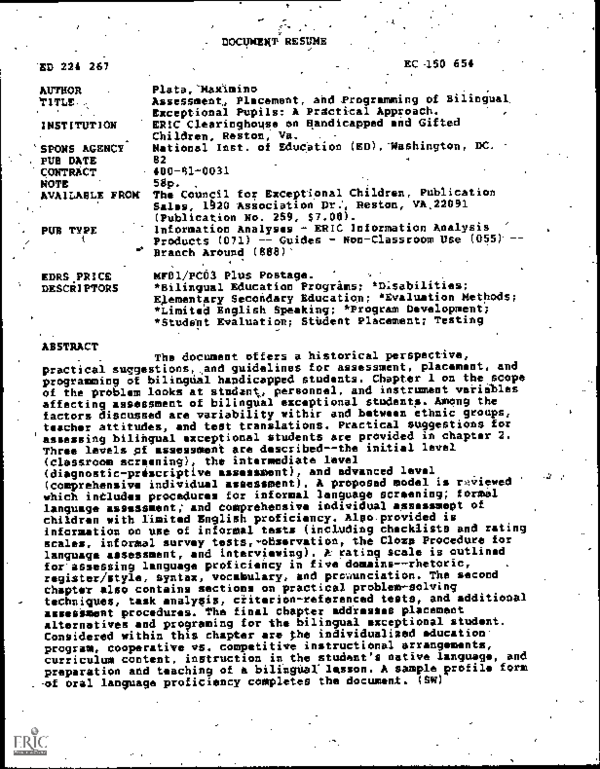 (PDF) Assessment, Placement and Programming of Bilingual Exceptional ...