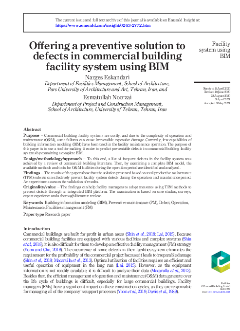 (PDF) Offering a preventive solution to defects in commercial building ...