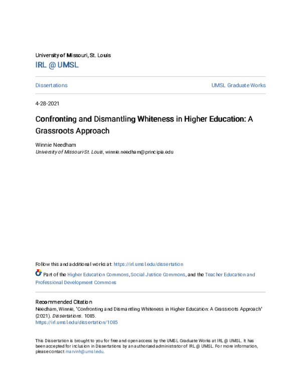 (PDF) Confronting and Dismantling Whiteness in Higher Education: A ...