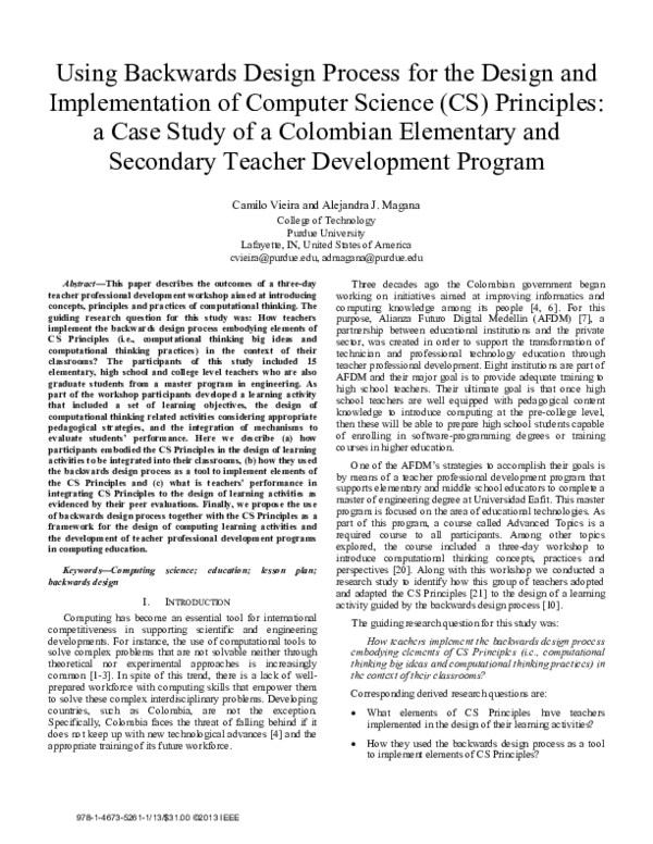 (PDF) Using backwards design process for the design and implementation of computer science (CS ...