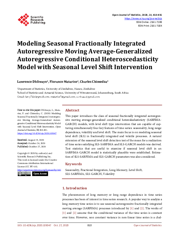 (PDF) Modeling Seasonal Fractionally Integrated Autoregressive Moving Average-Generalized ...