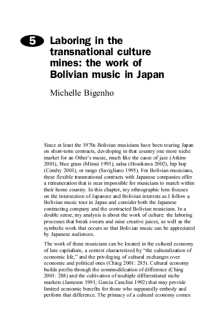 (PDF) Laboring in the transnational culture mines: the work of Bolivian ...