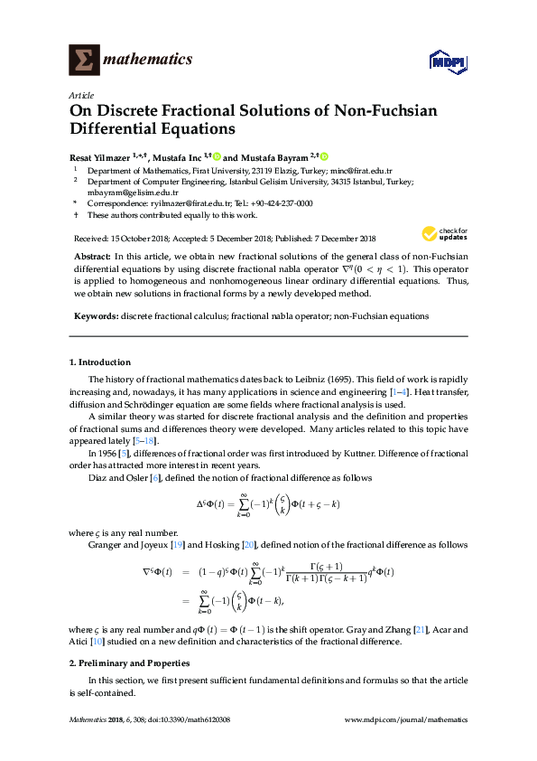 (PDF) On Discrete Fractional Solutions of Non-Fuchsian Differential ...
