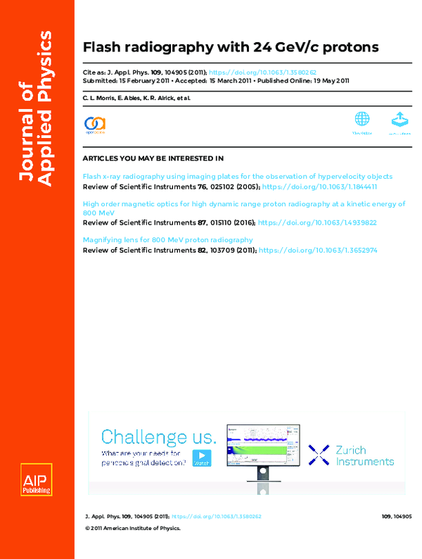 (PDF) Flash radiography with 24 GeV/cprotons | A. Hanson - Academia.edu