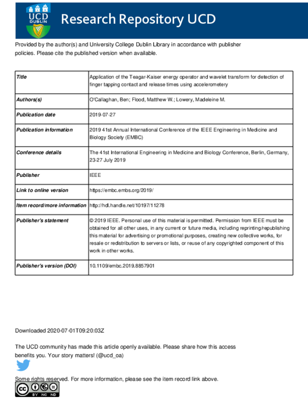 (PDF) Application of the Teagar-Kaiser energy operator and wavelet transform for detection of ...